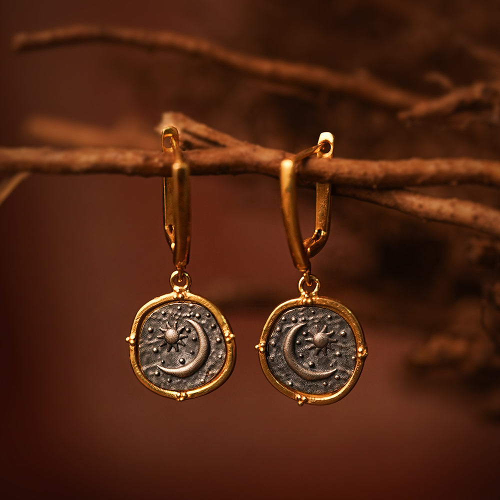 Buy Celestial Duo Silver Earrings by MOHA Online by MOHA