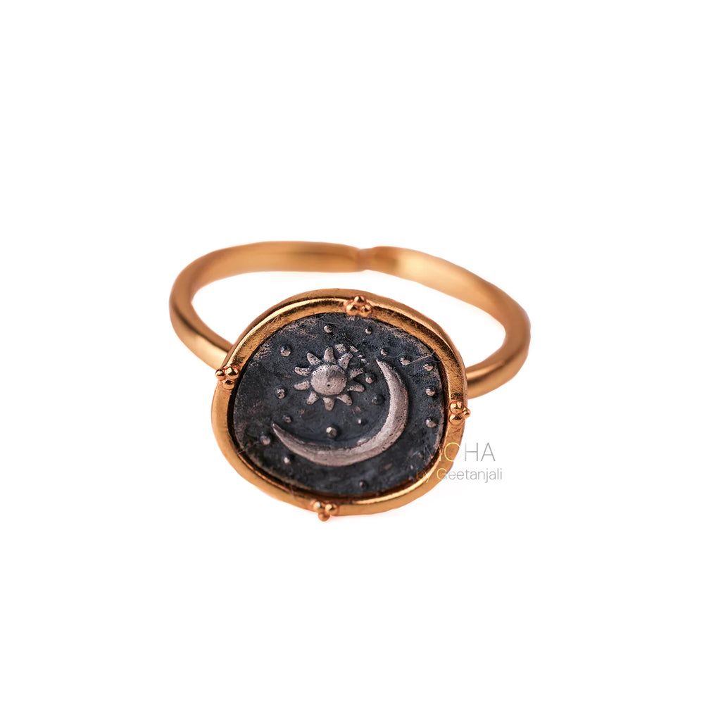 Buy Celestial Duo Silver Finger Ring by MOHA Online by MOHA