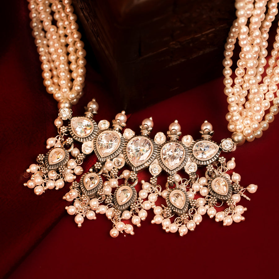 Buy Maharashtrian Tanmani Silver Necklace (White) by Moha Online by MOHA