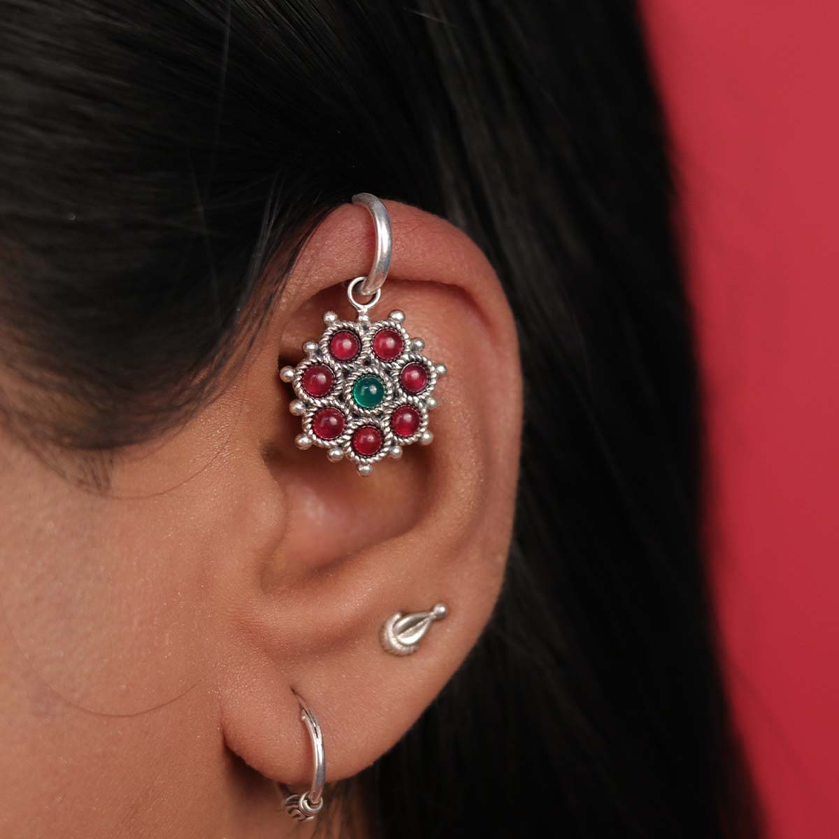 Buy Adaa Hoops Silver Bugadi by Moha Online by MOHA